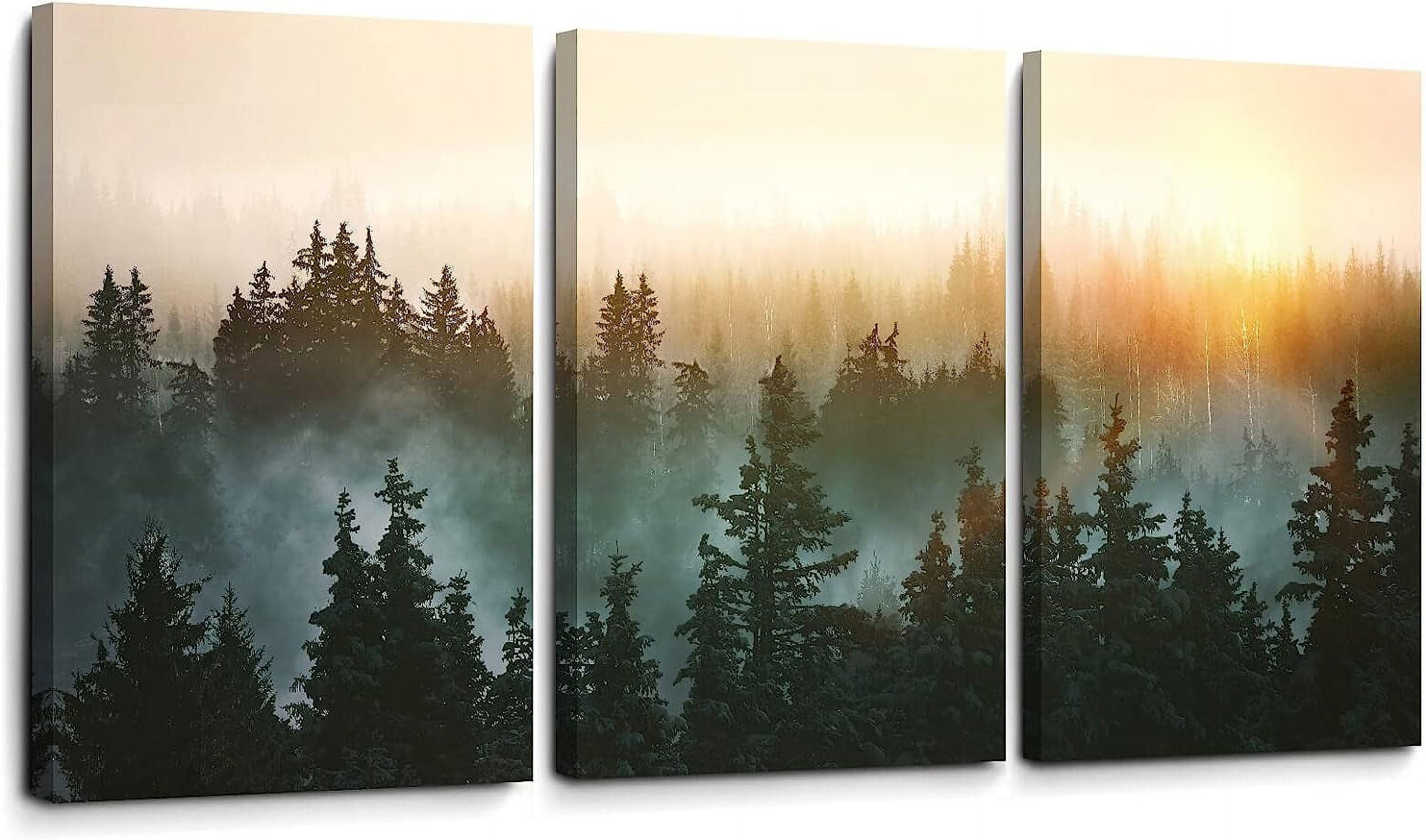 Forest Bathed in Sunlight Canvas Print Picture Painting Wall Art for ...