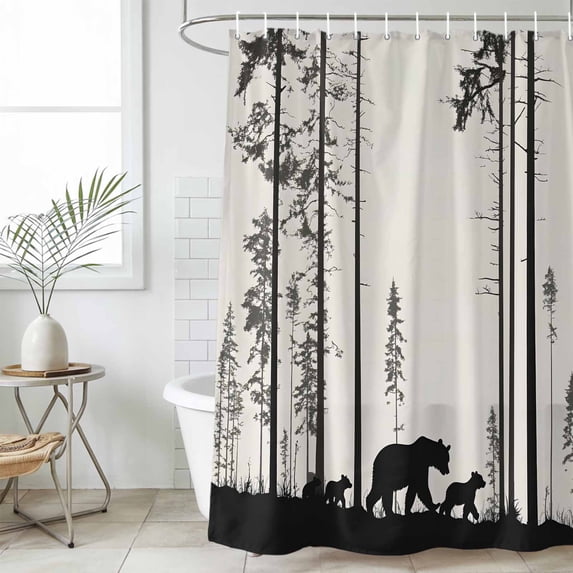 Forest Bear Family Waterproof Fabric Shower Curtain,Trees Nature Tree ...