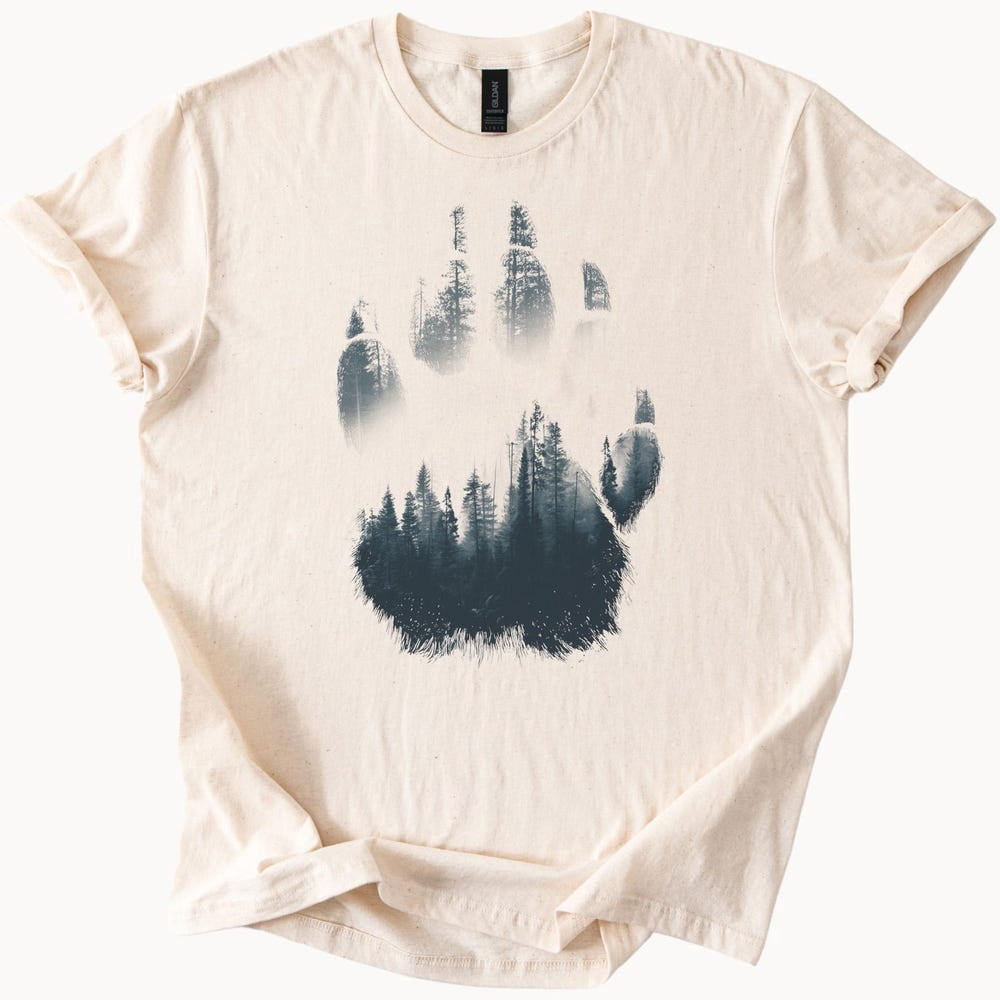 Forest Bear Paw Print Tshirt Nature Lover Graphic Tee Outdoorsy Gift ...