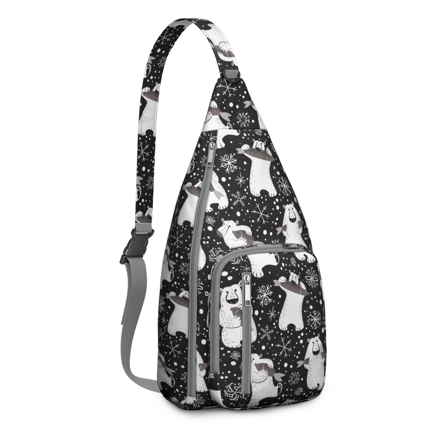 Forest Bear Sling Backpack - Cute Brown Bear & Woodland Print Crossbody ...