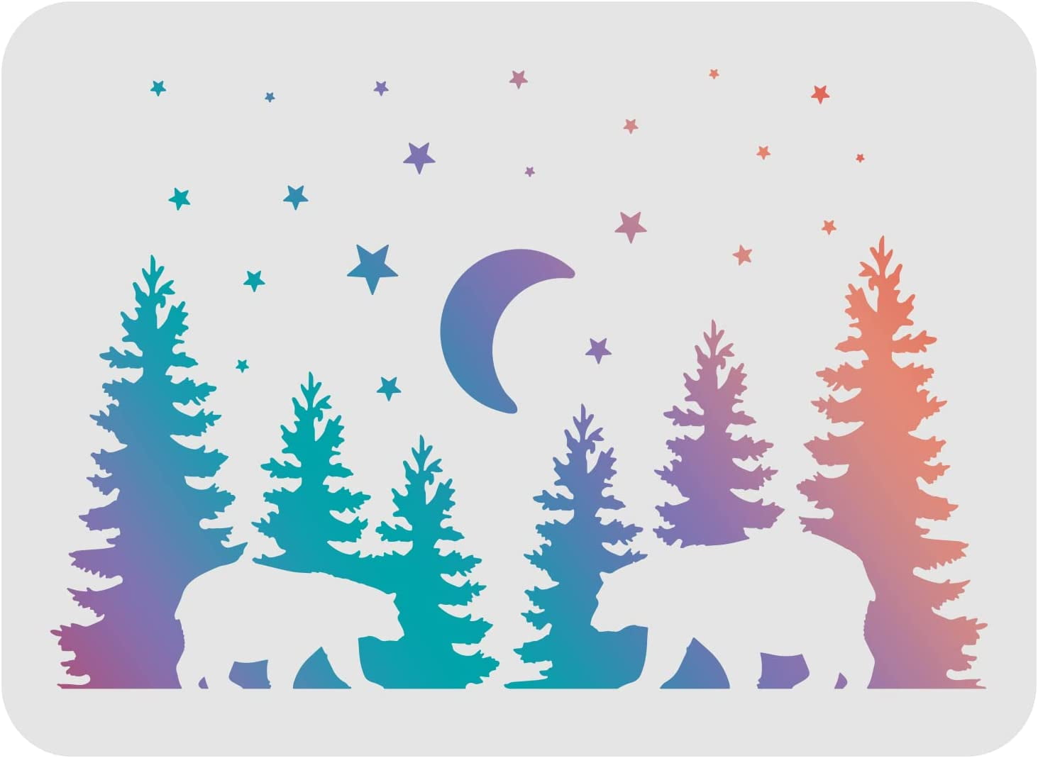 Forest Bear Stencil Template Plastic Bear Moon Drawing Painting ...