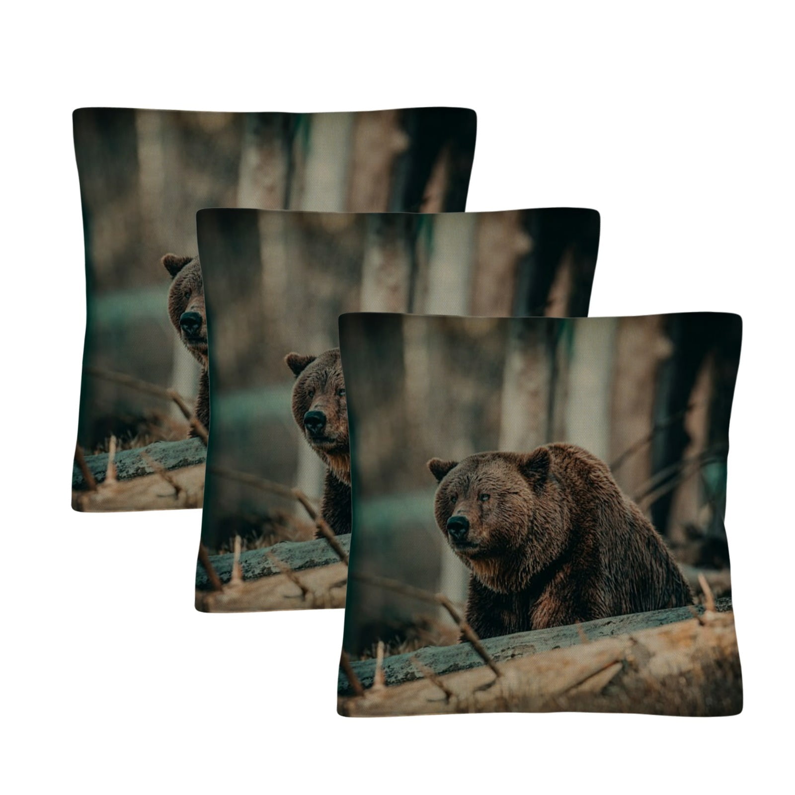 Forest Bear Throw Pillow Covers 18x18 Inch, Set of 6, Single-Sided ...