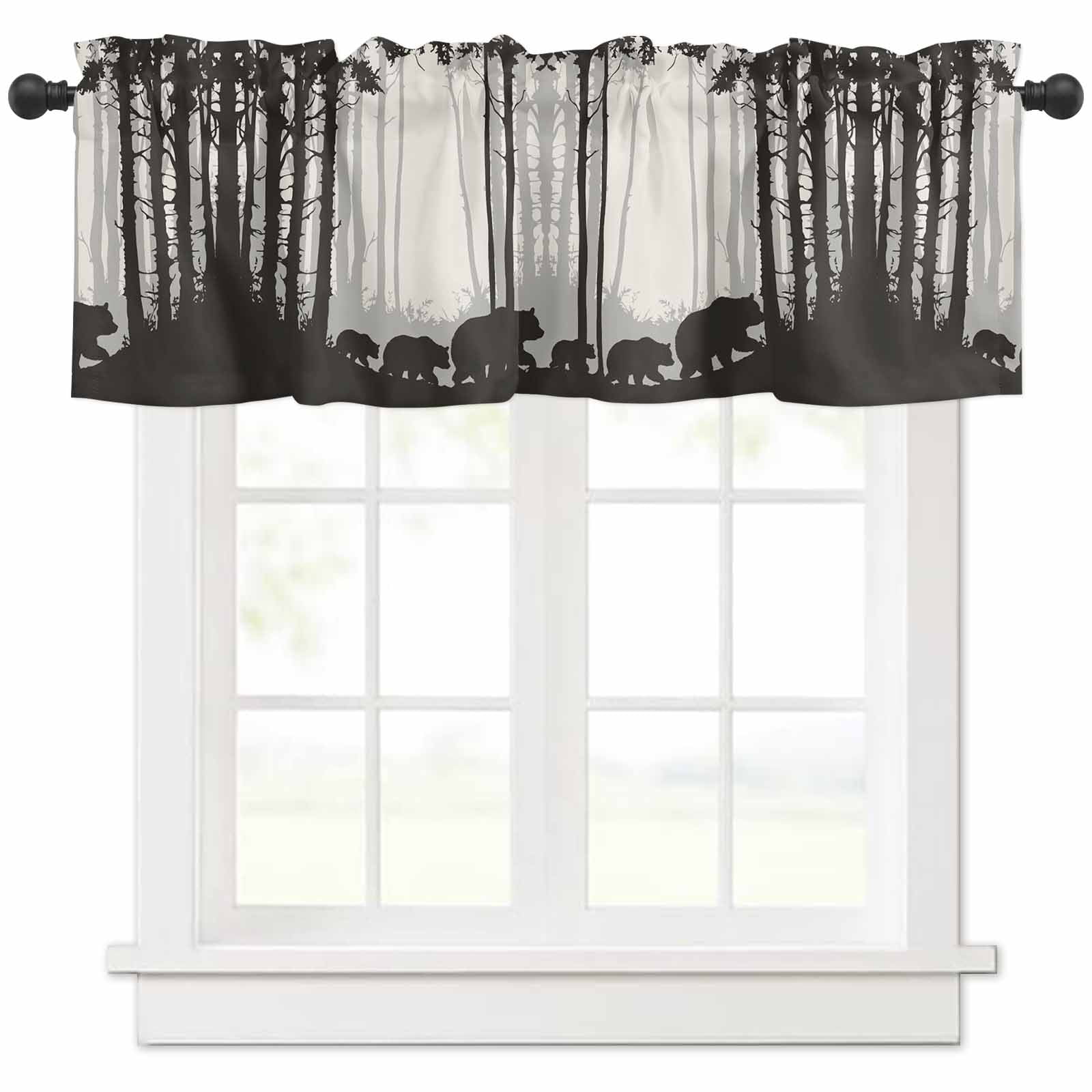 Forest Bear Valances for Windows Farmhouse Kitchen Curtains Valances ...