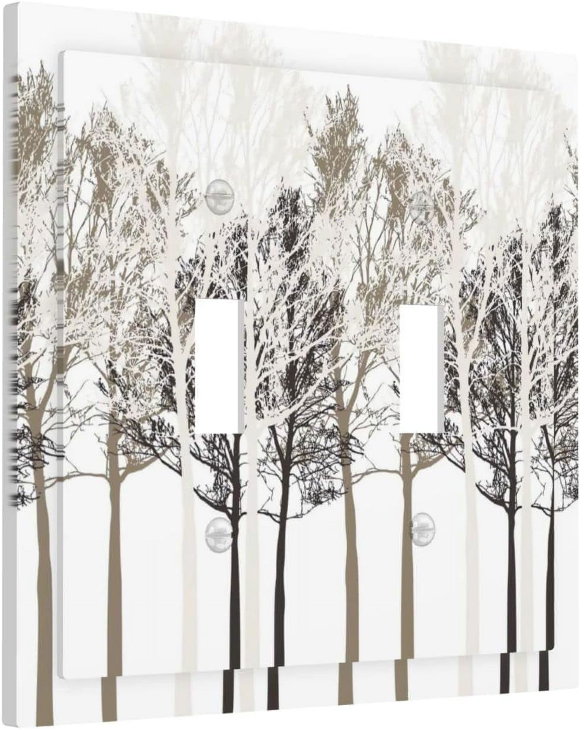 Forest Beige Tree 4 Gang Light Switch Plate Quad Toggle Wall Plate ...
