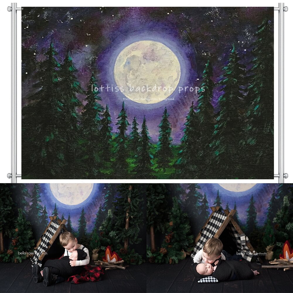 Forest Big Moon Backdrops Kids Photography Cake Smash Backdrops ...