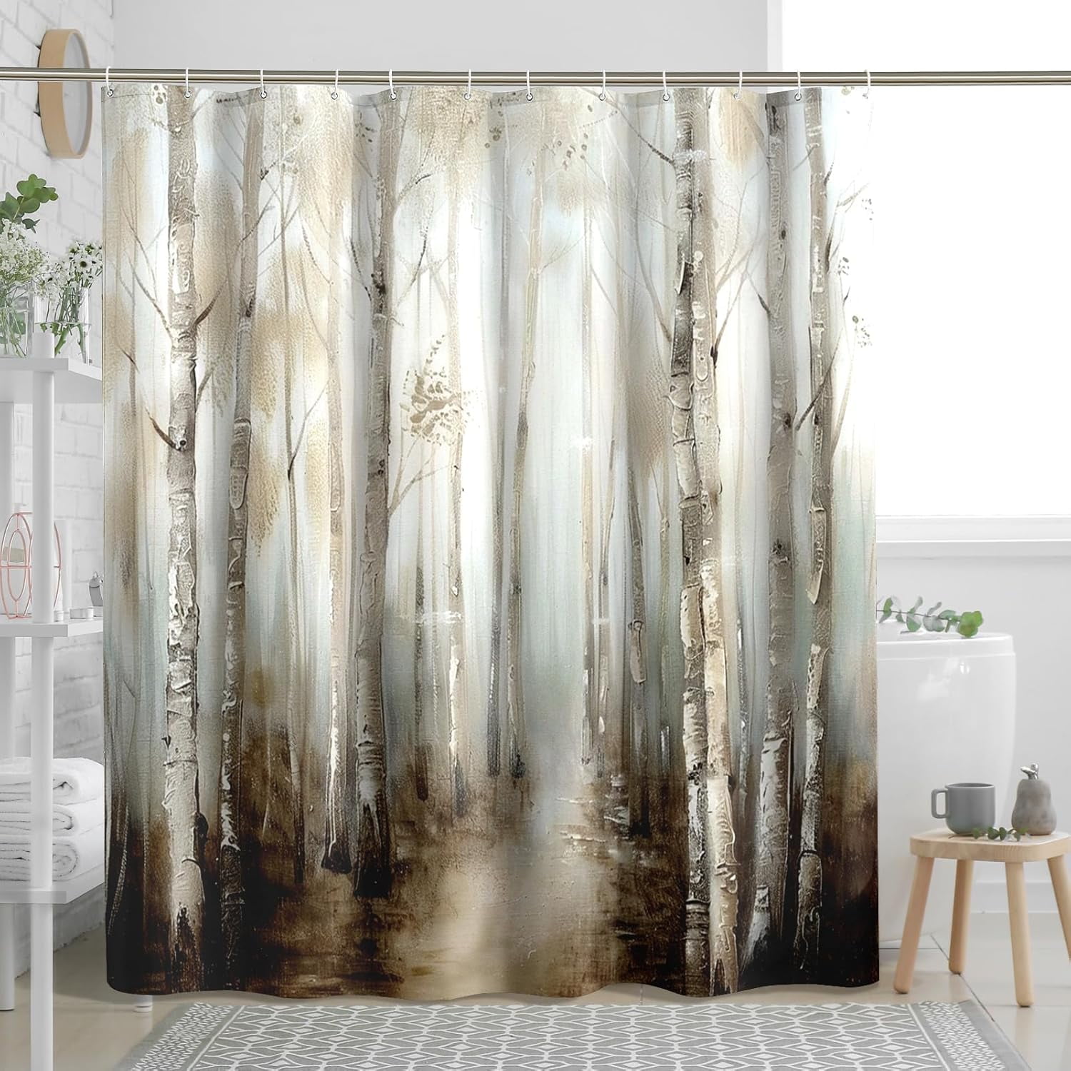 Birch Tree Shower Curtainnull