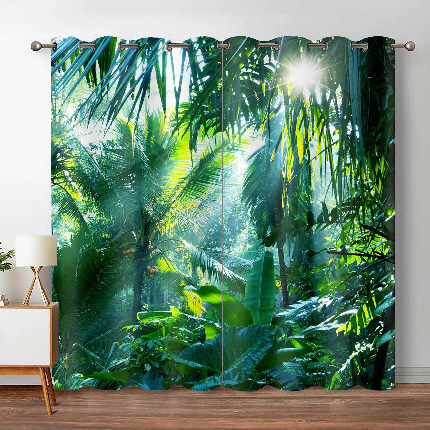 Forest Blackout Curtains Jungle Tree Nature Scenery Window Curtain ...