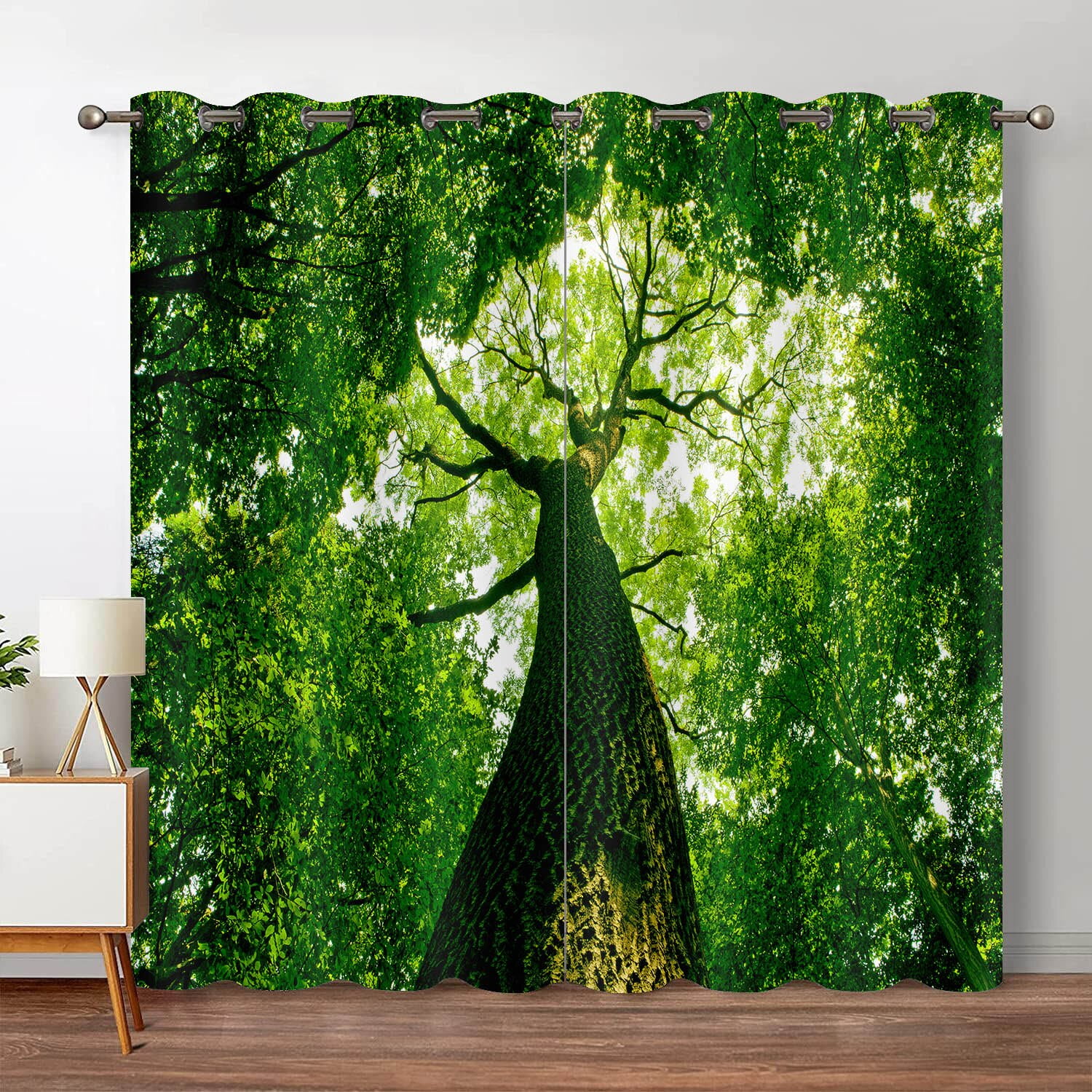 Forest Blackout Curtains Jungle Tree Nature Scenery Window Curtain ...