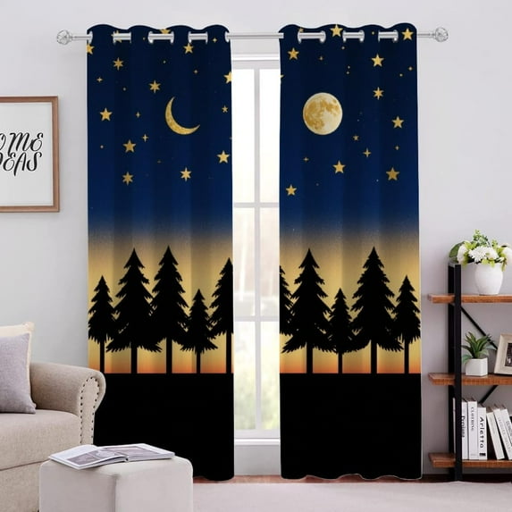Forest Blackout Curtains, Kids Starry Blackout Curtains For Girls Boys ...