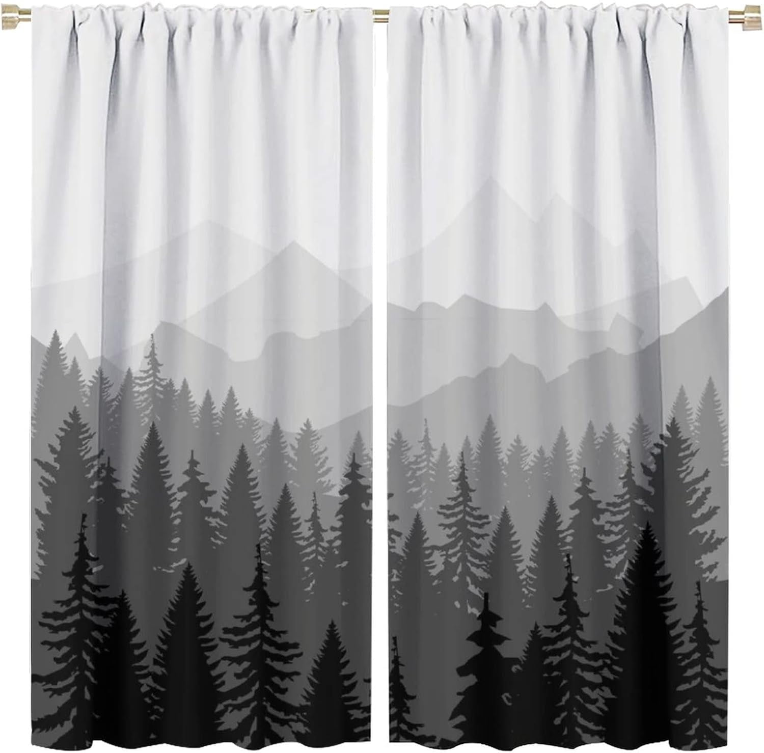 Forest Blackout Curtains Mountains Trees in The Fog Forest Nature ...
