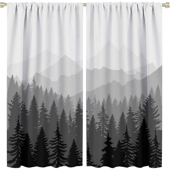 Forest Blackout Curtains Mountains Trees in The Fog Forest Nature ...