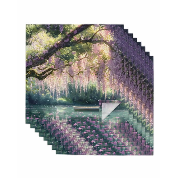 Forest Boat Cloth Napkins Set of 8 Reusable Dinner Napkins, Green Tree ...