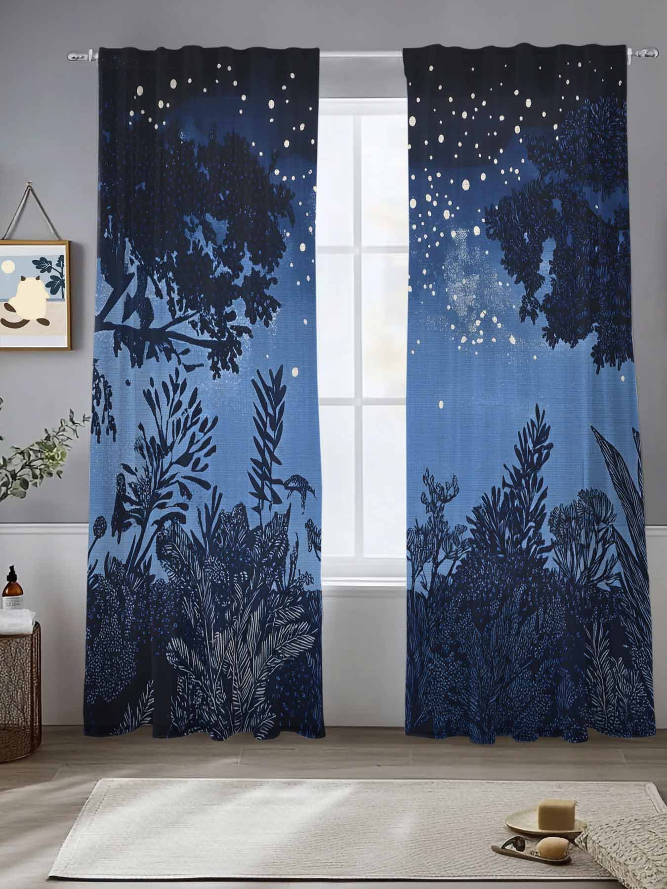 Forest Botanical Sheer Curtains for Living Room Bedroom Night Retro ...