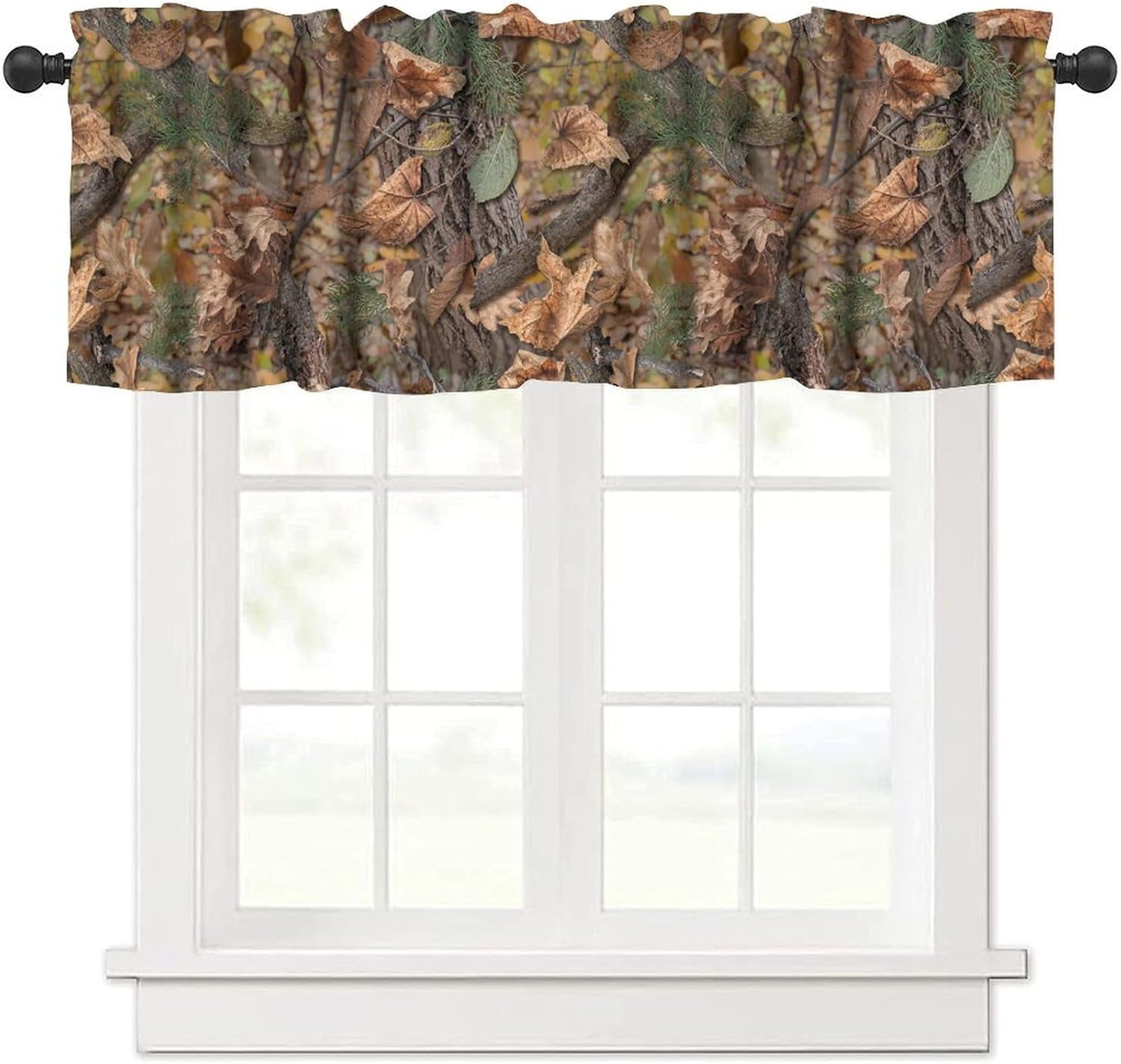 Forest Camo Valance Curtain, Camouflage Oak Branches Leaves Hunting ...