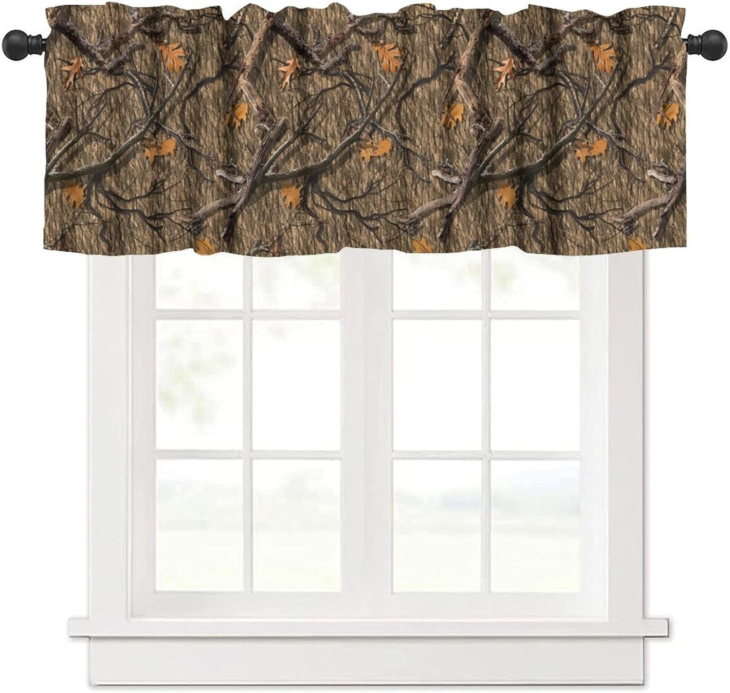 Forest Camo Valance Curtain, Camouflage Oak Branches Leaves Military ...