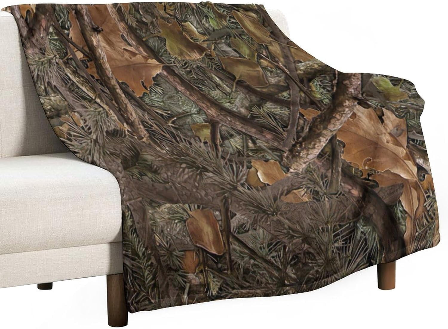 Forest Camouflage Flannel Blankets, Forest Camo Conifer Oak Branches ...