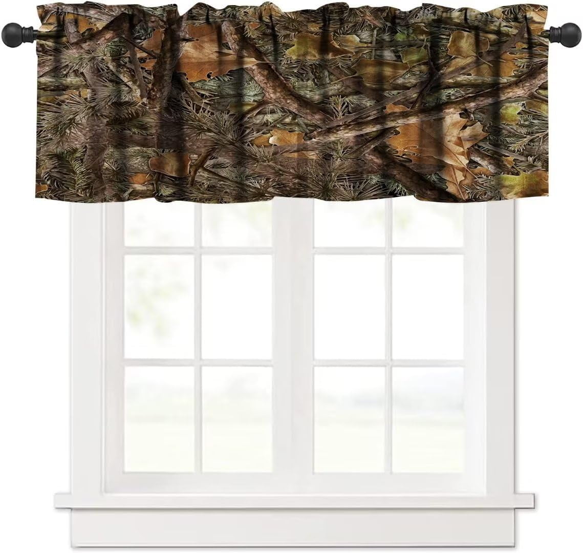 Forest Camouflage Valance Curtain, Forest Camo Conifer Oak Branches ...