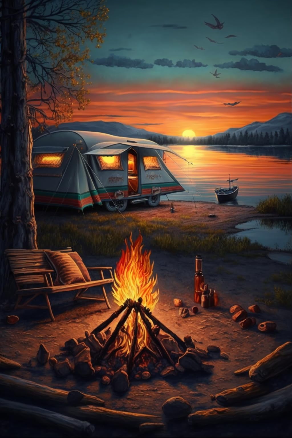 Forest Campfire Camping Adult Jigsaw Puzzle 500 Pieces - Eco-Friendly ...