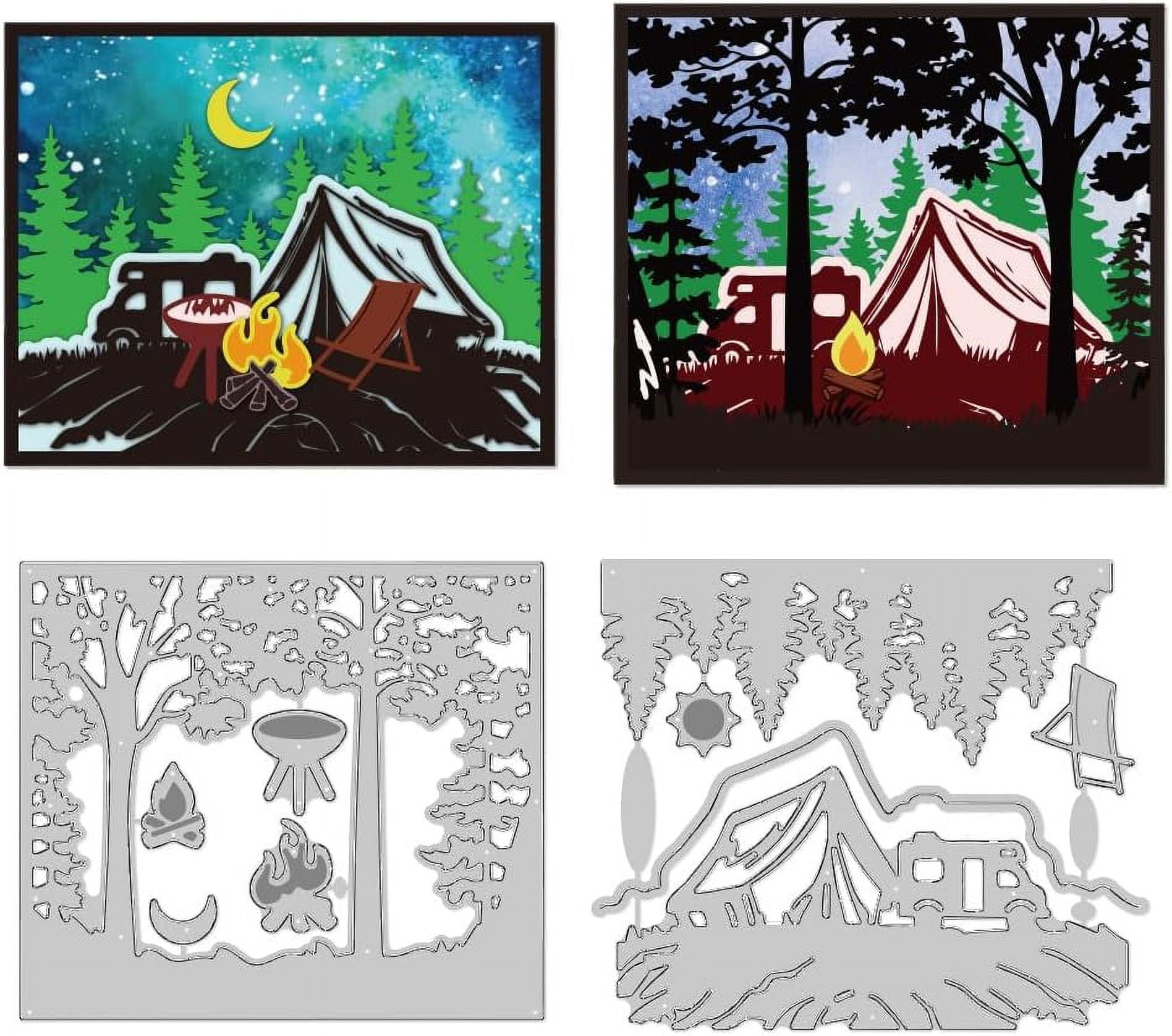 Forest Camping Cutting Dies Card Making Overlay Night Bonfire Cut ...