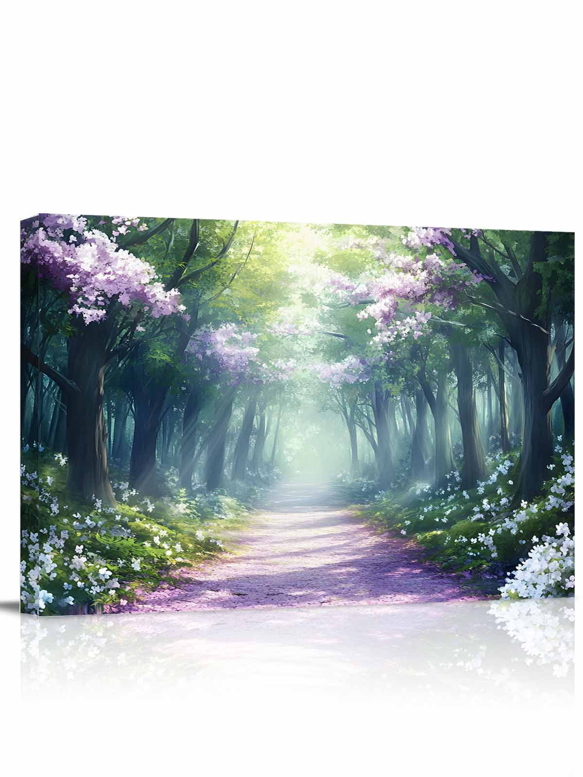 Forest Canvas Print Wall Art Flowers Framed Canvas Art Wall Decor Spring Landscape Pictures ...