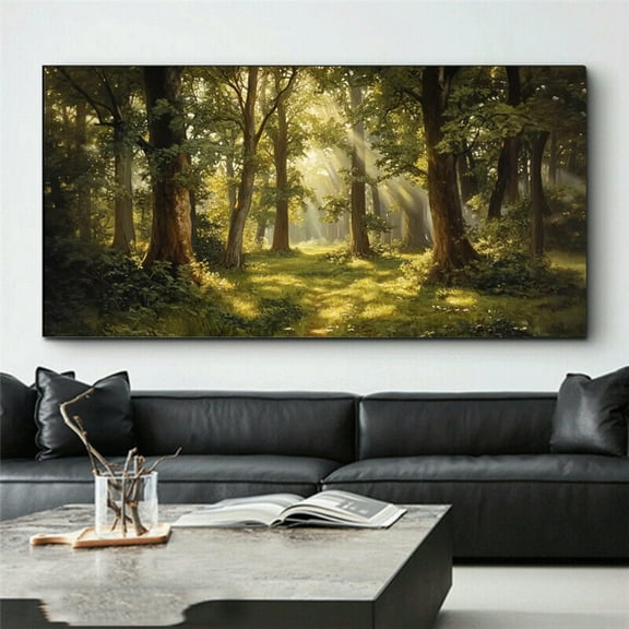 Enchanted Glowing Tree of Life Canvas Wall Art | Mystical Golden Forest ...