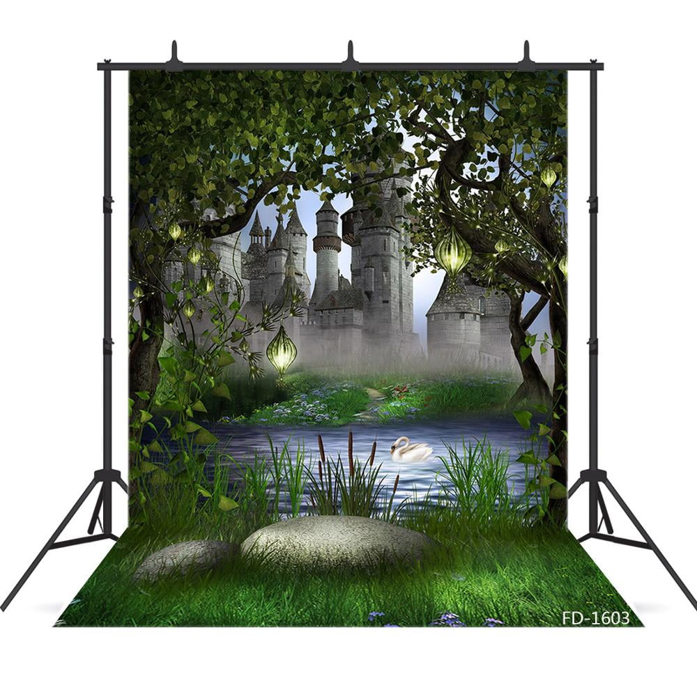 Forest Castle Lake Fairy Tales Photography Backdrops Vinyl Cloth ...