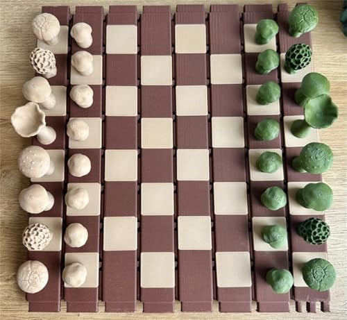 Forest Chess Set, Log and Mushroom Chess Board, 3D Printed Forest Chess ...