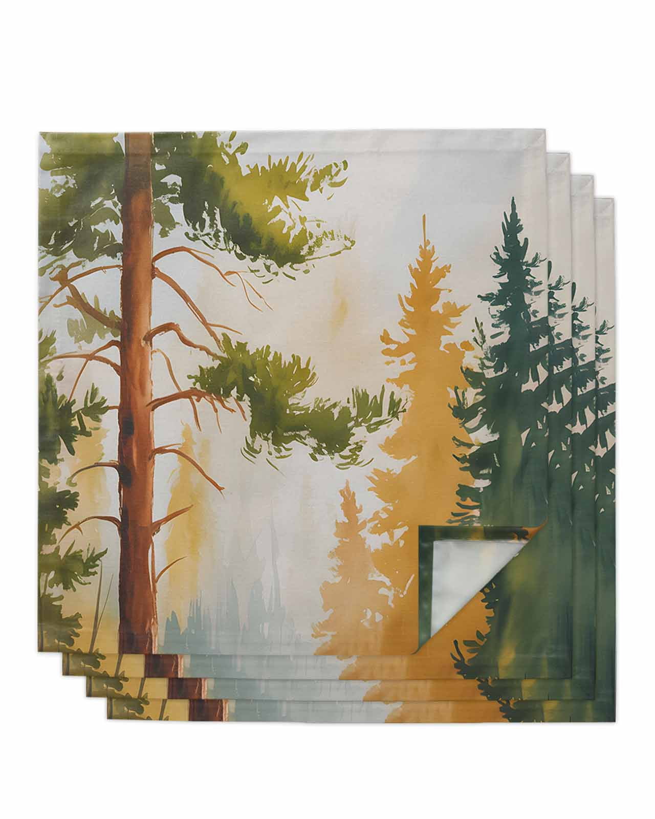 Forest Cloth Napkins Set of 4 Reusable Dinner Napkins, Watercolor ...