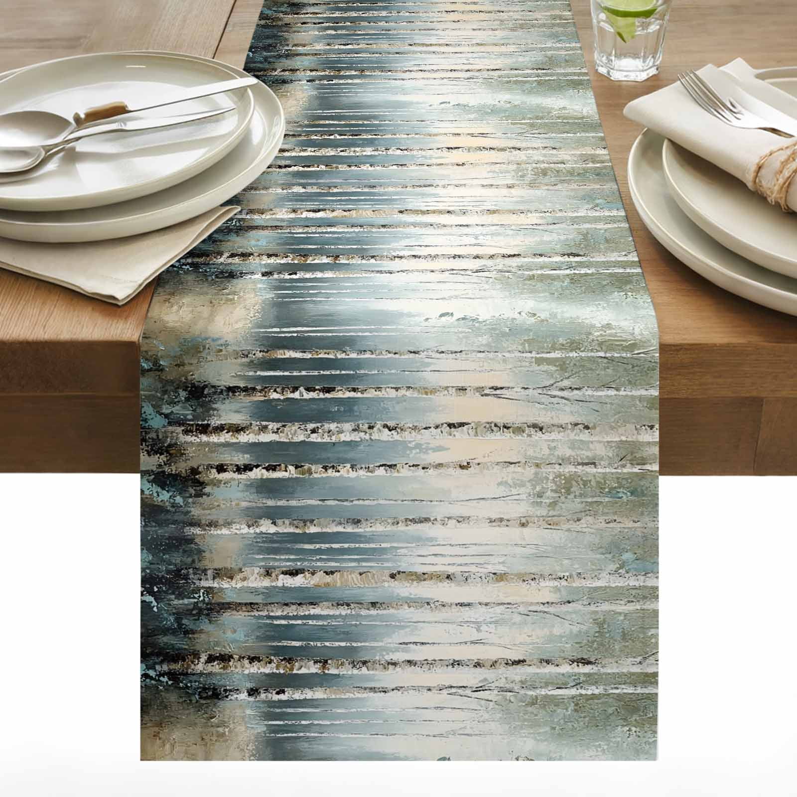 Forest Cotton Linen Table Runner Scenery Dining Table Runners for Home ...