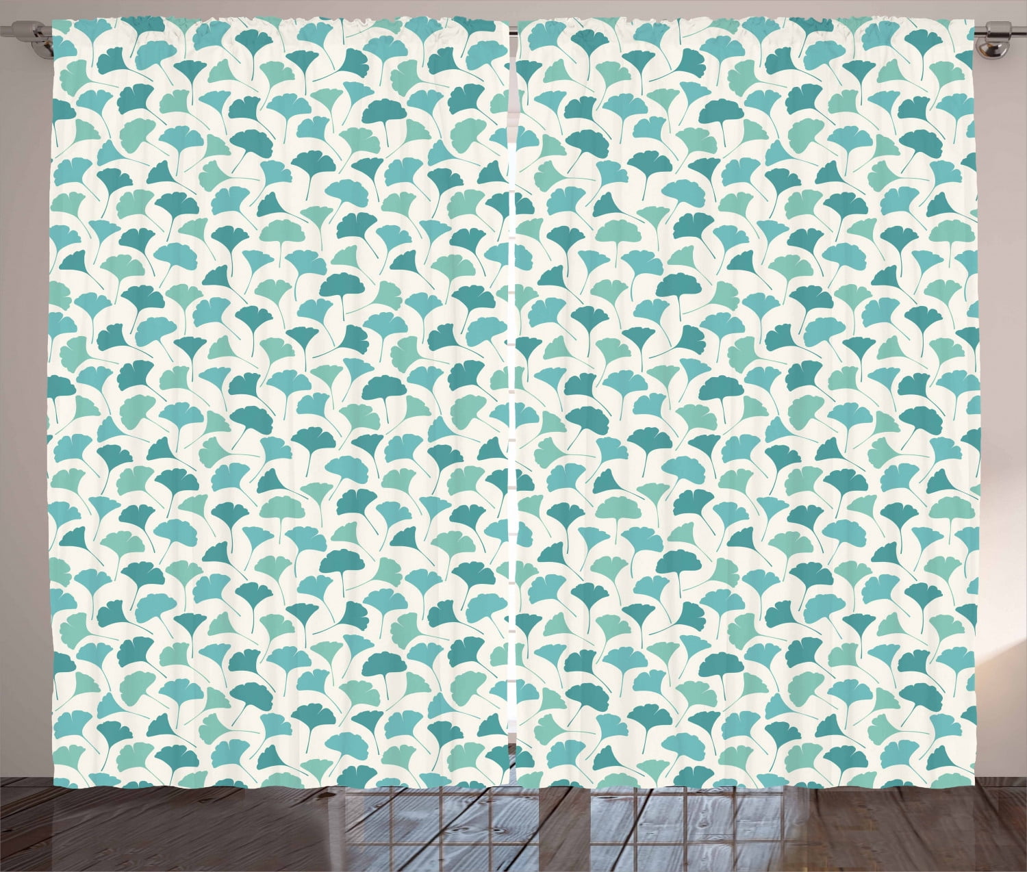 Ambesonne Forest Curtains 2 Panel Set, Pastel Ginkgo Leaves, 108" x 90 ...