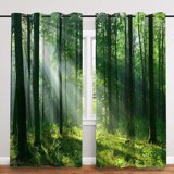 Forest Curtains, Green Trees Blackout Curtain Woodland Window Treatment ...