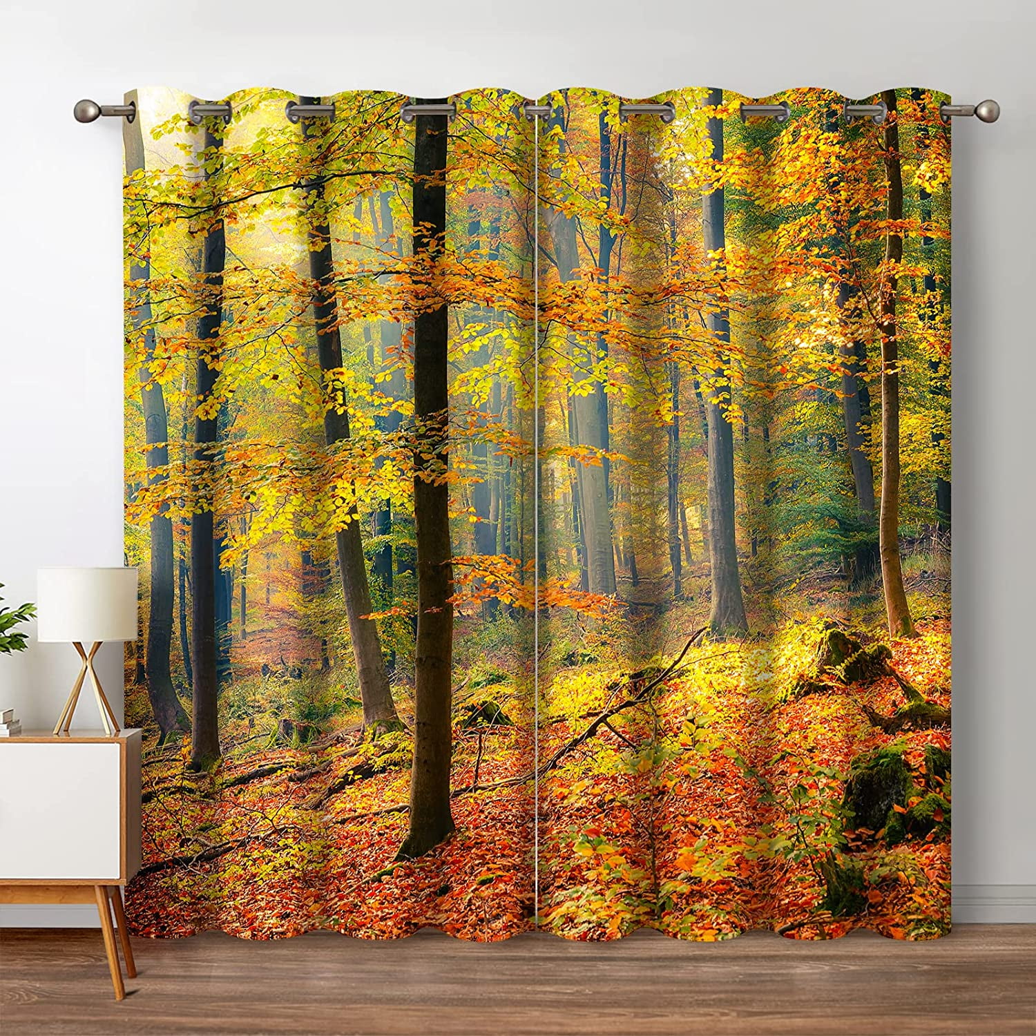 Forest Curtains Jungle Tree Nature Scenery Boy Girl Window Curtain ...