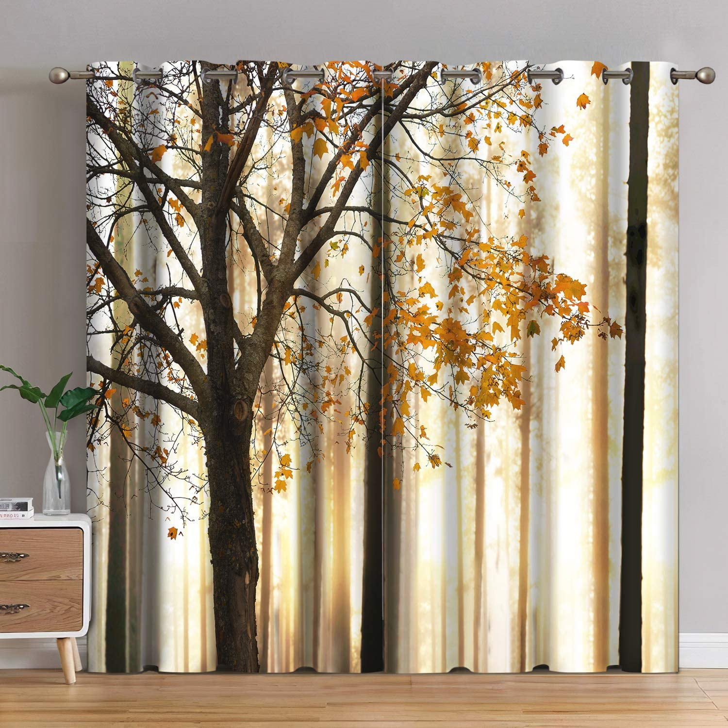 Forest Curtains Jungle Tree Nature Scenery Boy Girl Window Curtain ...