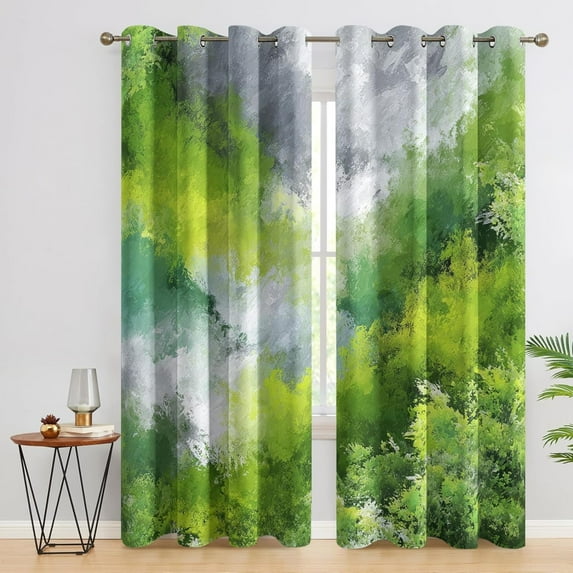 Forest Curtains For Living Room , Abstract Green Modern Pattern Design ...