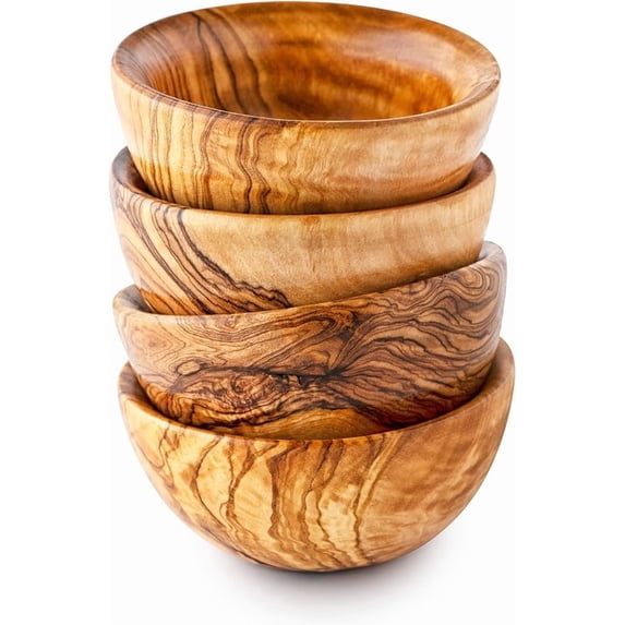 Forest Decor Olive Wood Mini 3" Bowls for Snacks - Set of 4 - Natural ...