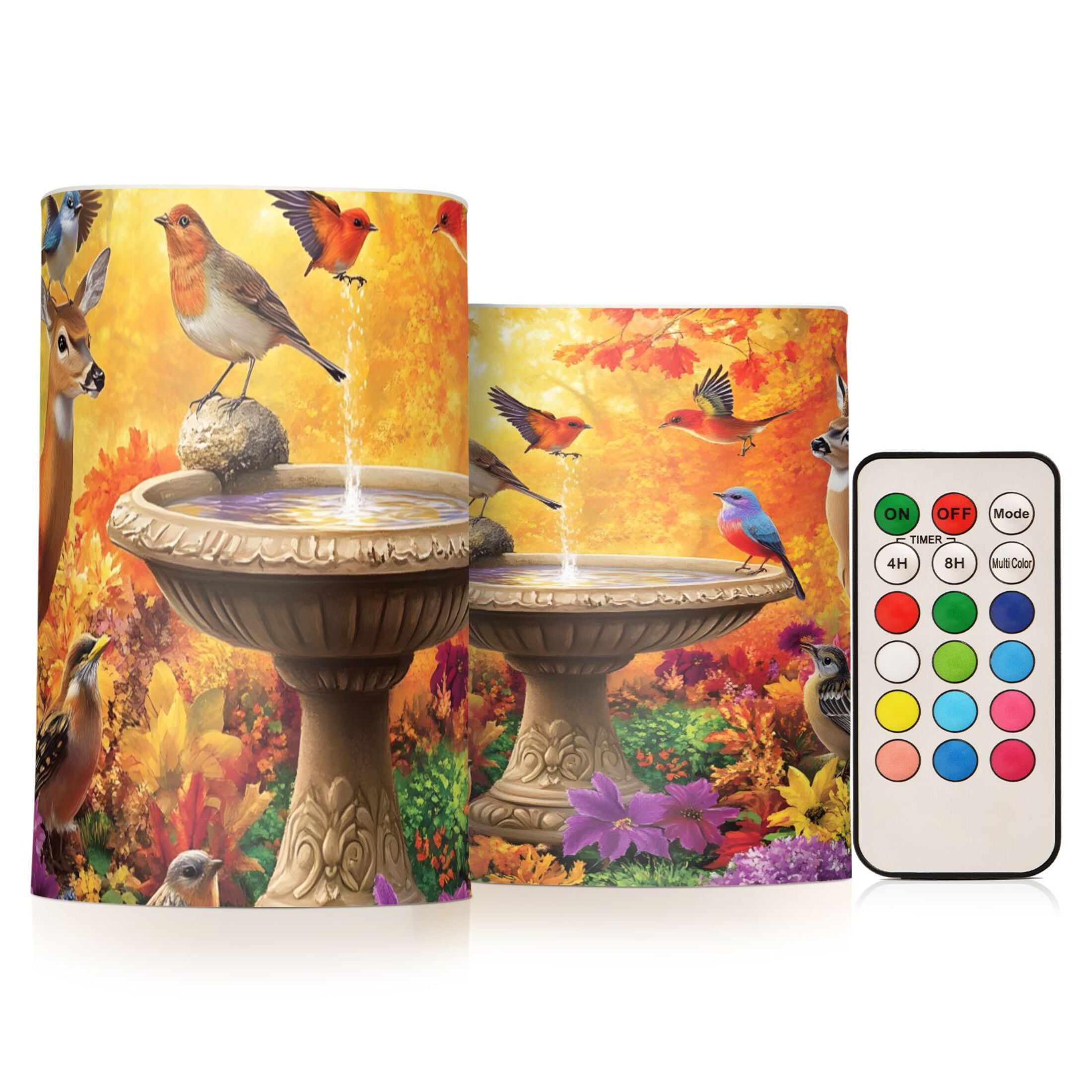 Forest Deer Bird Flickering Flameless Candles Battery Operated with ...