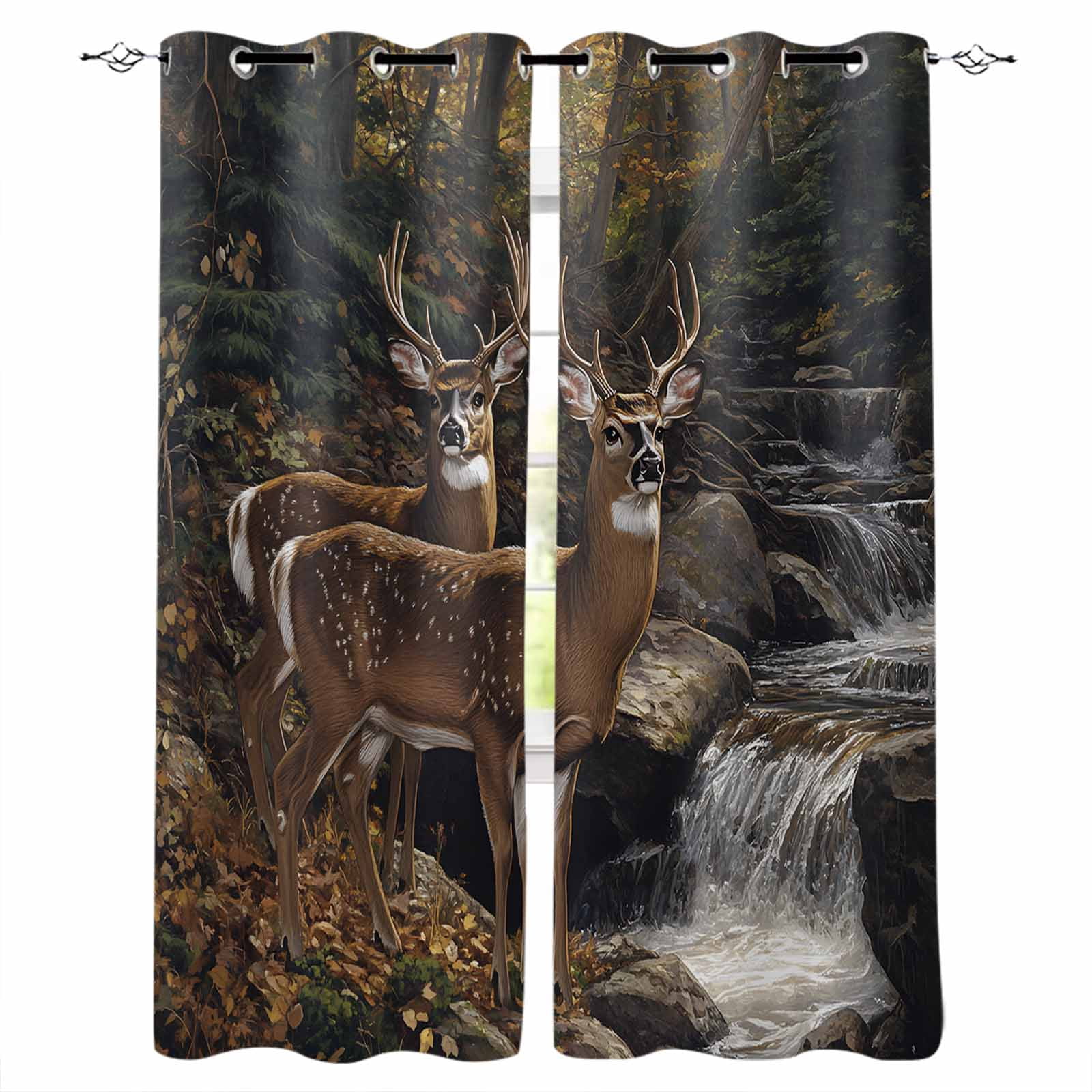 Forest Deer Blackout Curtains 96 Inches Long for Bedroom, Farmhouse ...