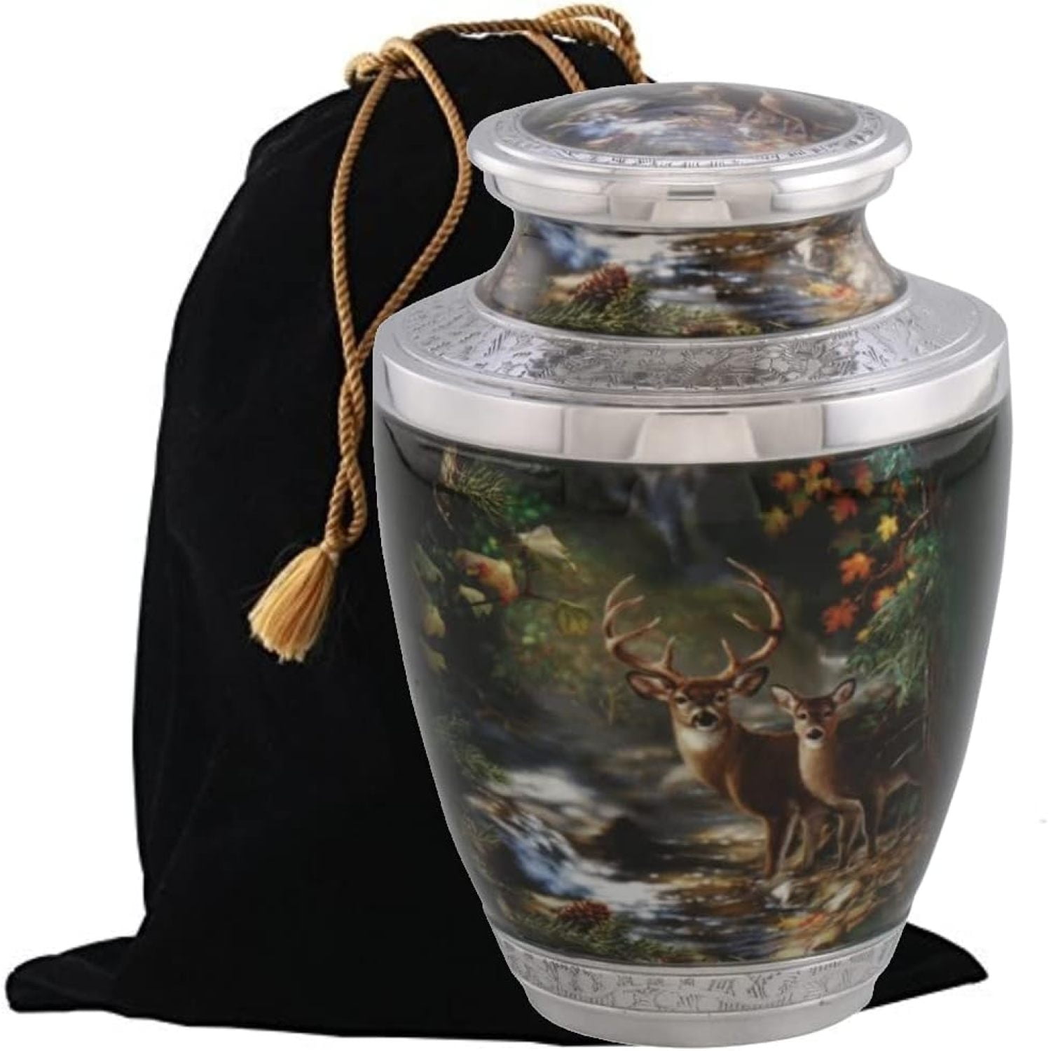 Forest Deer Cremation Urn, Handcrafted Metal Urn for Human Ashes, Adult ...