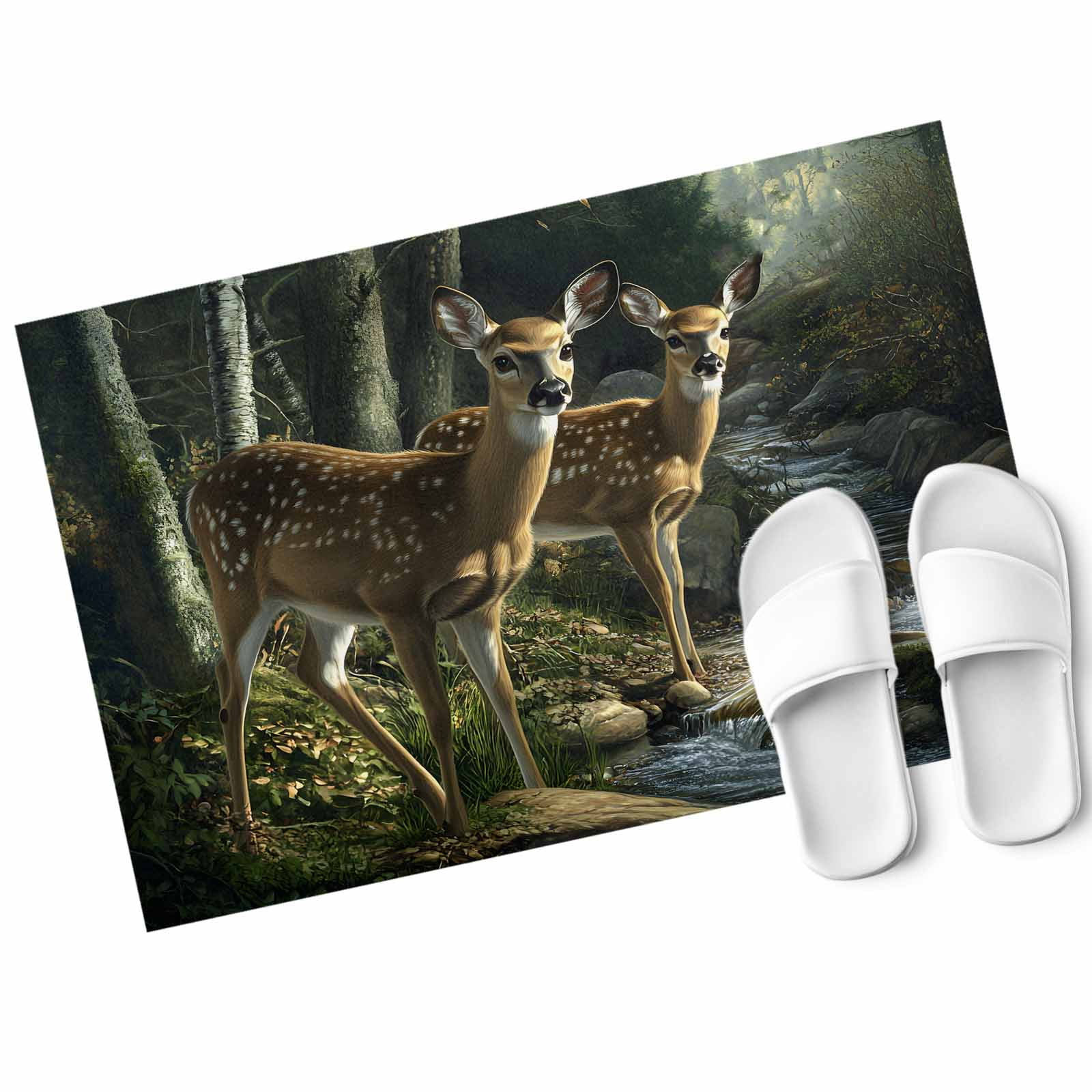 Forest Deer Door Mat River Animals Non Slip Absorbent Entrance Mat ...