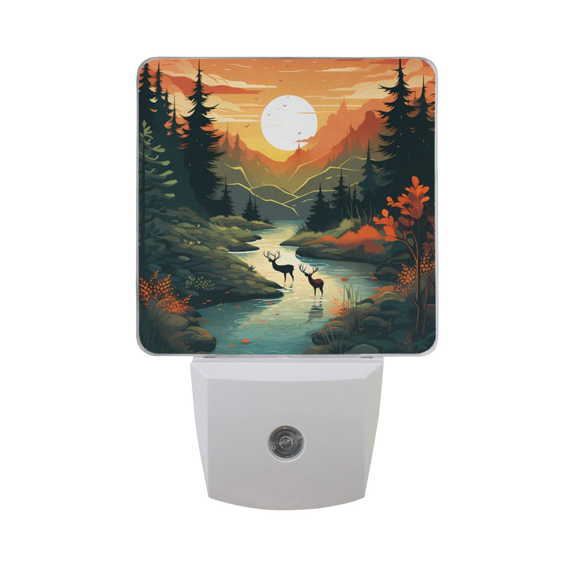 Forest Deer Sunset Night Light 2 Pack LED Nightlight Plug into Wall ...
