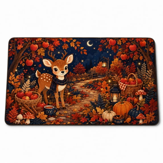 Forest Deer Twilight Orchard Rectangle Rug for Home Office Fall ...
