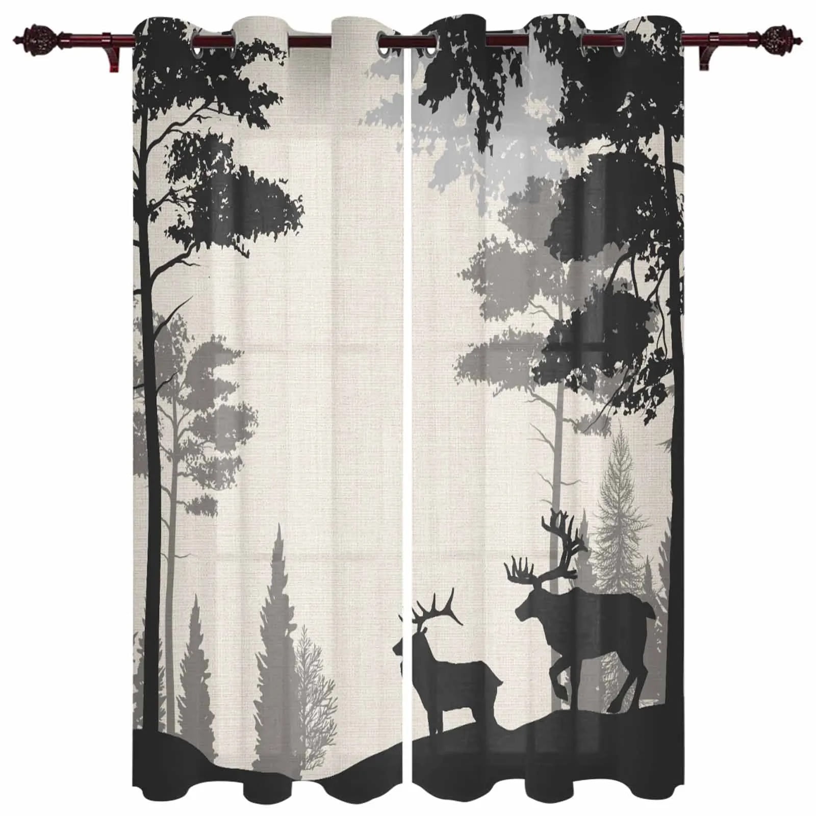 Forest Deer Window Curtains for Living Room Bedroom Curtain Modern ...