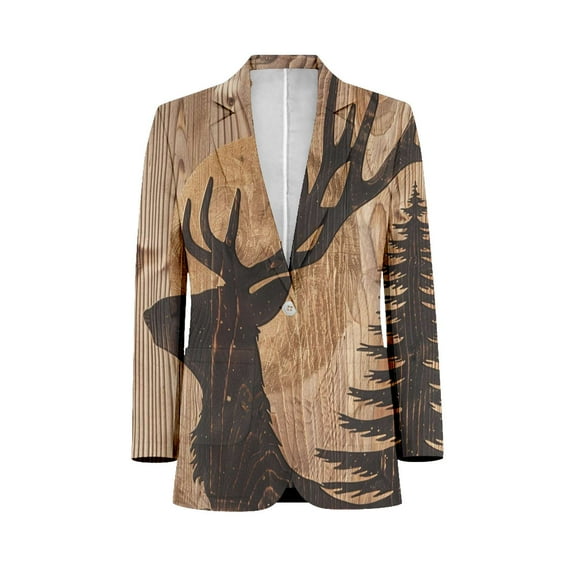 Forest Deer Wood Grain Customized Men's Suits full man Shawl Collar ...