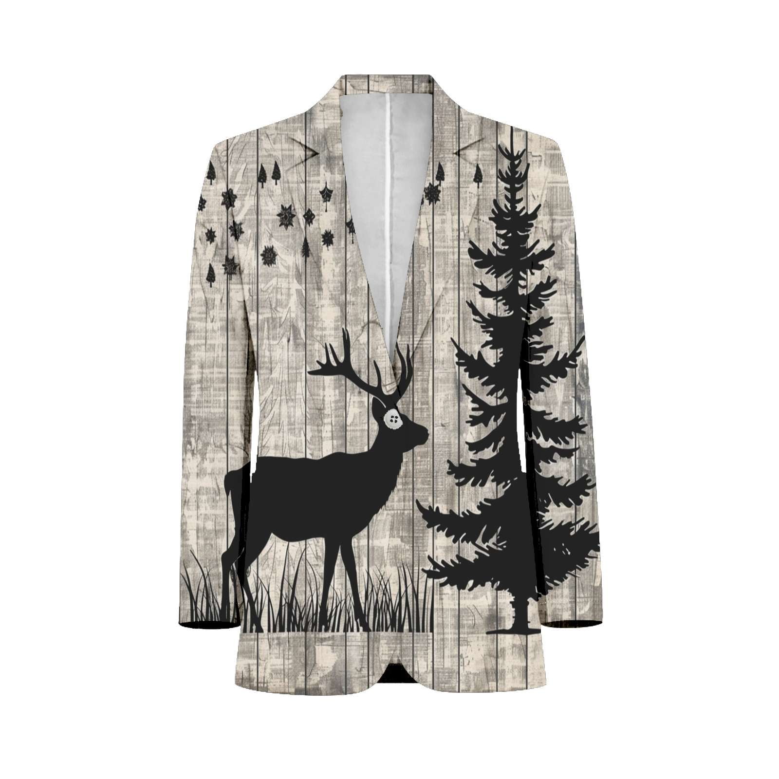 Forest Deer Wood Grain Mens Suits Shawl Collar Slim Fit Suit Mens Groom ...