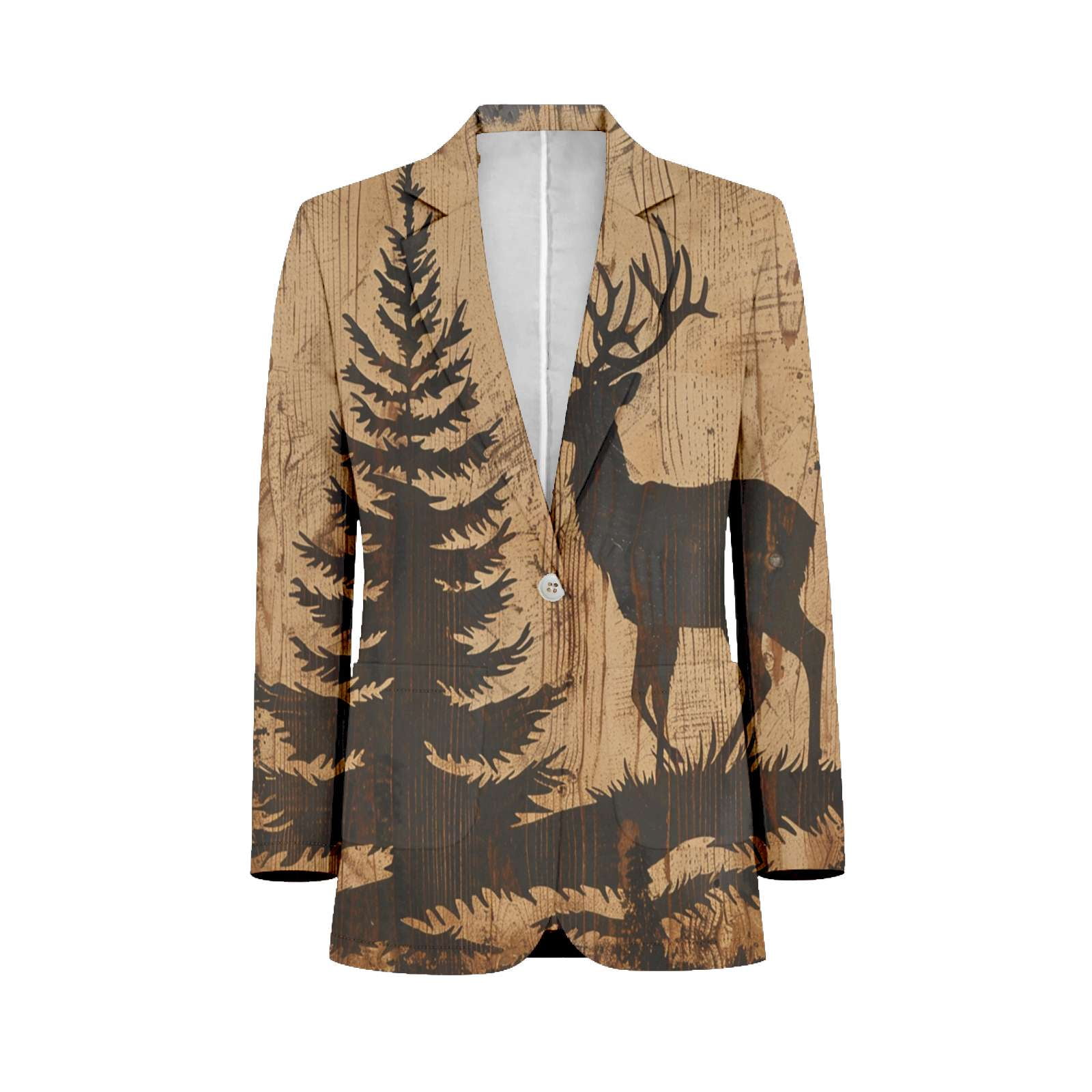 Forest Deer Wood Grain Mens Suits Shawl Collar Slim Fit Suit Mens Groom ...
