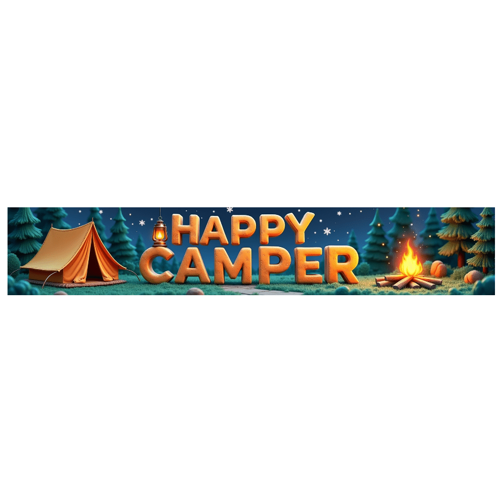 Forest Design Happy Camper Tent Banner Campfire Nature Scene for ...