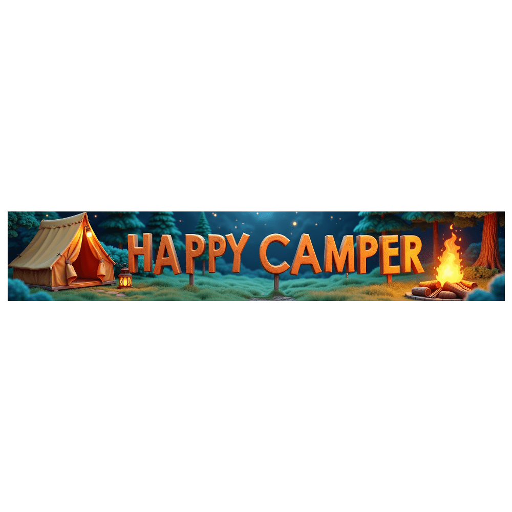 Forest Design Happy Camper Tent Banner Campfire Nature Scene for ...