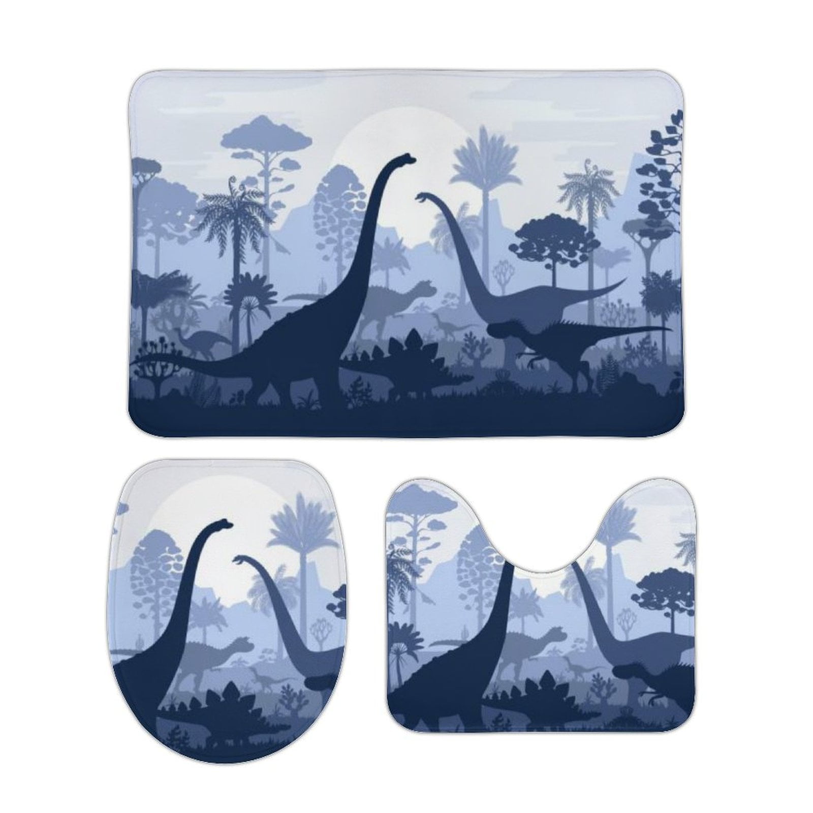 Forest Dinosaurs Bathroom Mats Set 3-piece Bath Mats , Washable Deck ...