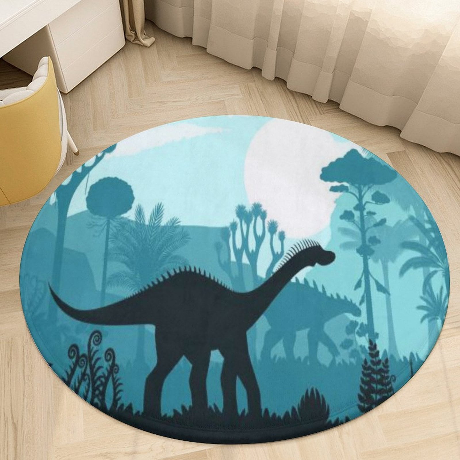 Forest Dinosaurs Round Area Rugs for Bedroom Living Room, 6FT Soft ...