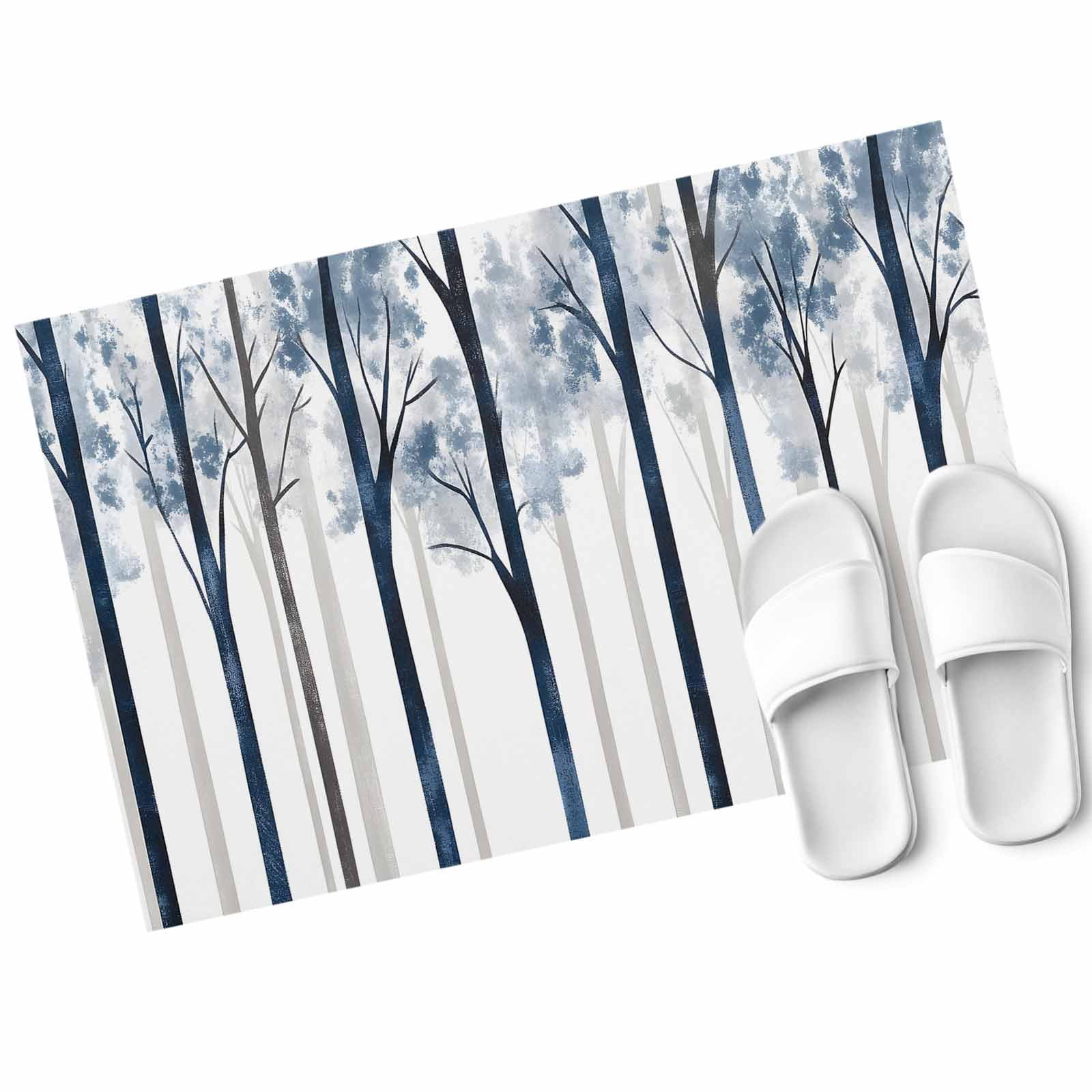 Forest Door Mat Tree Trunk Non Slip Absorbent Entrance Mat Washable Low ...